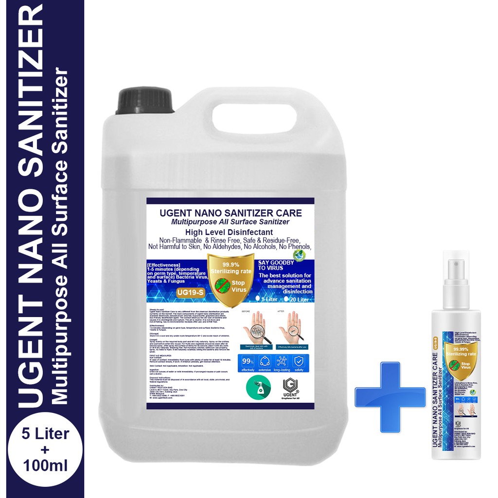 5 Liters Sanitizer | 99.99 % Sterilizing Rate | Eco Friendly | Water Based | Multipurpose All ...