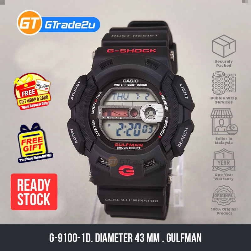 Original G Shock Men G-9100-1D G-9100-1 G9100-1D Digital Gulfman Surf ...