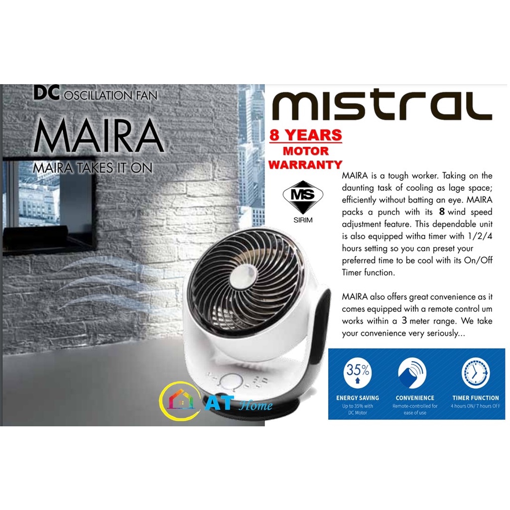 Mistral DC Oscillation Fan Air Circulator Fan (8") MTFD5070 MTF-D507 ...