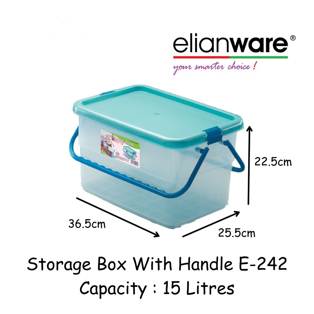 Elianware Transparent Storage Box With Handle 15 Litres E-242 | Shopee ...