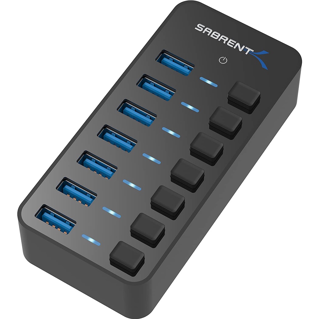 Sabrent 36W 7-Port USB 3.0 Hub (Individual Power Switches LEDs Includes ...