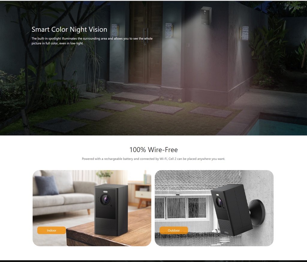IMOU Cell 2 1440P (4MP) 2K Wi-FI Battery Wire Free , IP65 Indoor ...
