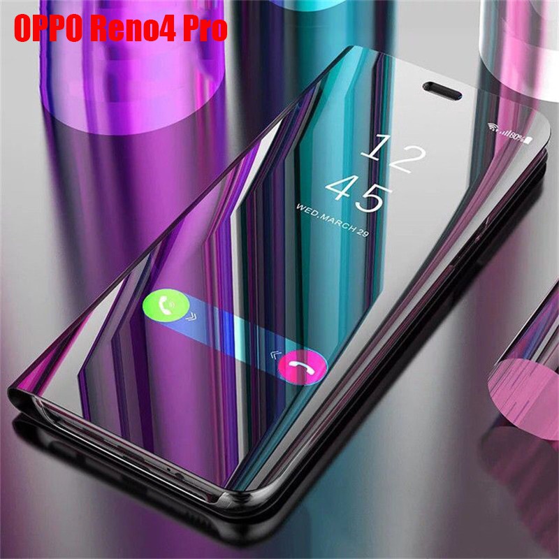OPPO Reno4 Pro Case Clear View Mirror Leather Phone Case OPPO Reno 4 ...