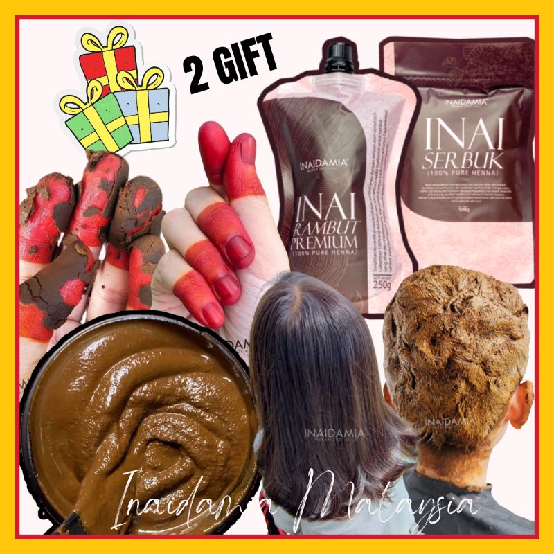 𝗜𝗡𝗔𝗜 𝗗𝗔𝗠𝗜𝗔 |INAI RAMBUT ORI POKOK/INAI DAUN CELUP DAMIA/INAI SERBUK ...