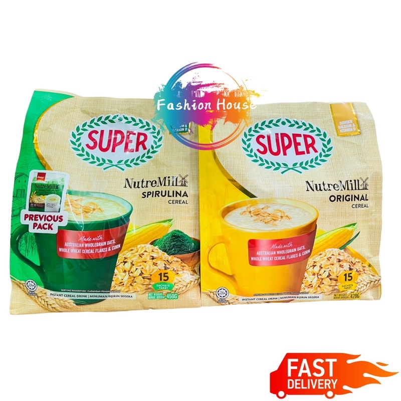 SUPER NUTREMILL 5in1 Spirulina with Oat/Original Cereal (35g x 15's)NEW Packing | Shopee Malaysia