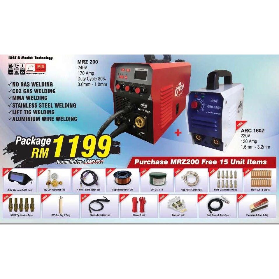 MIG WELDING SET/MIGWELDIN MACHINE MIG200/MRZ200 + ARC160Z ( Without CO2 ...