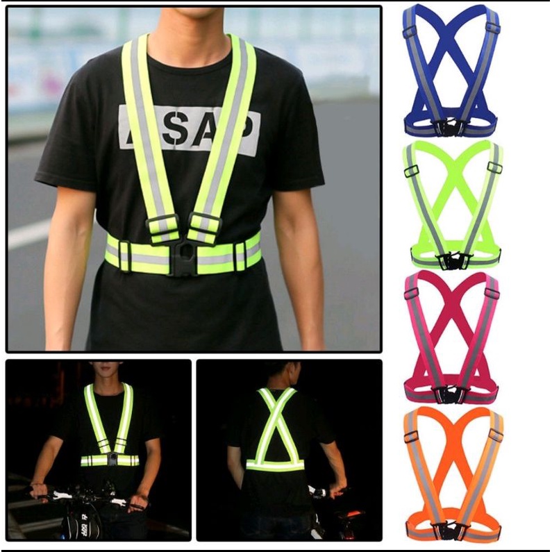 🇲🇾BIKES10🇲🇾 Adjustable Cycling Reflective Vest Tali Sarung Pemantul ...