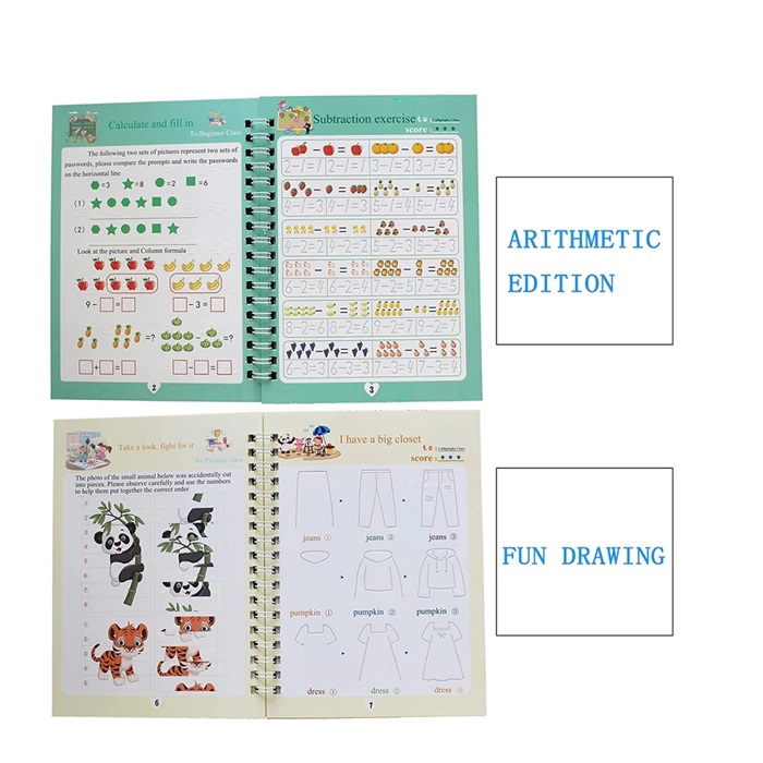 4 Book Magic Children 3D Copybook For Calligraphy Number English ...