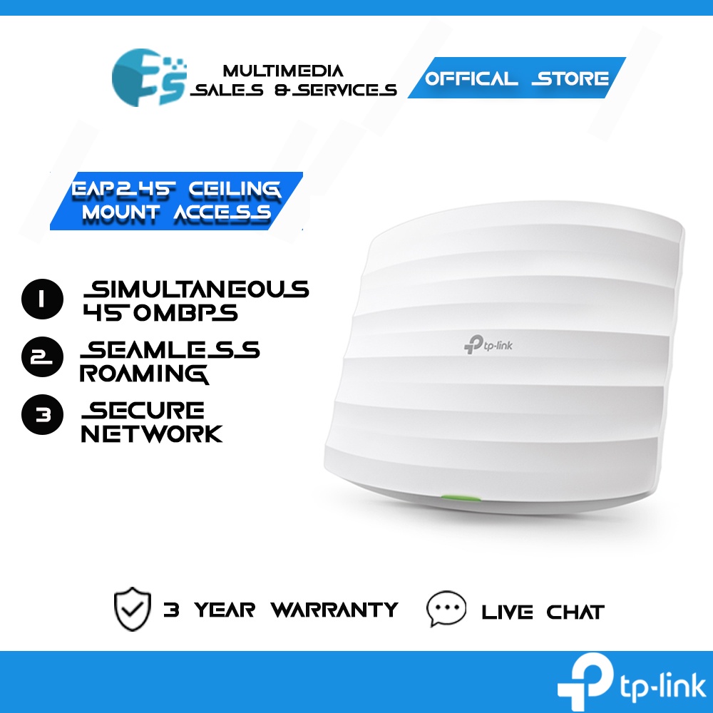 TP-LINK EAP245 AC1750 Wireless Dual Band Gigabit Ceiling Mount Access ...