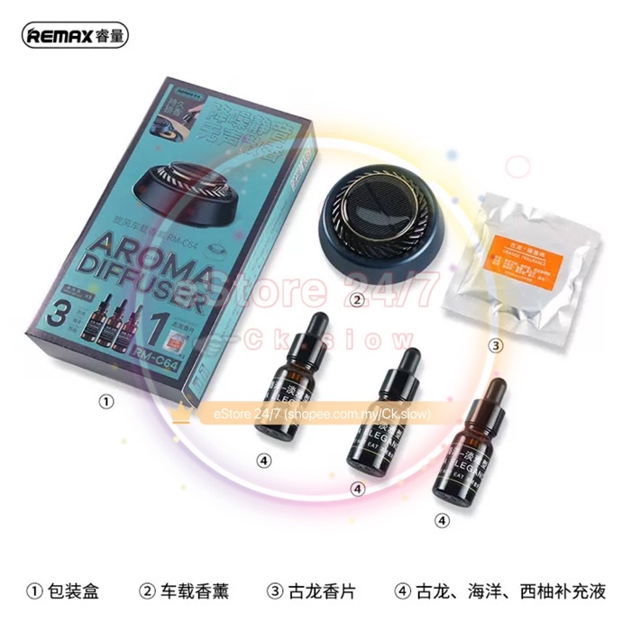 Remax RM-C64 RL-CH02 Noise Reduction Car Perfume Aromatherapy Solar ...