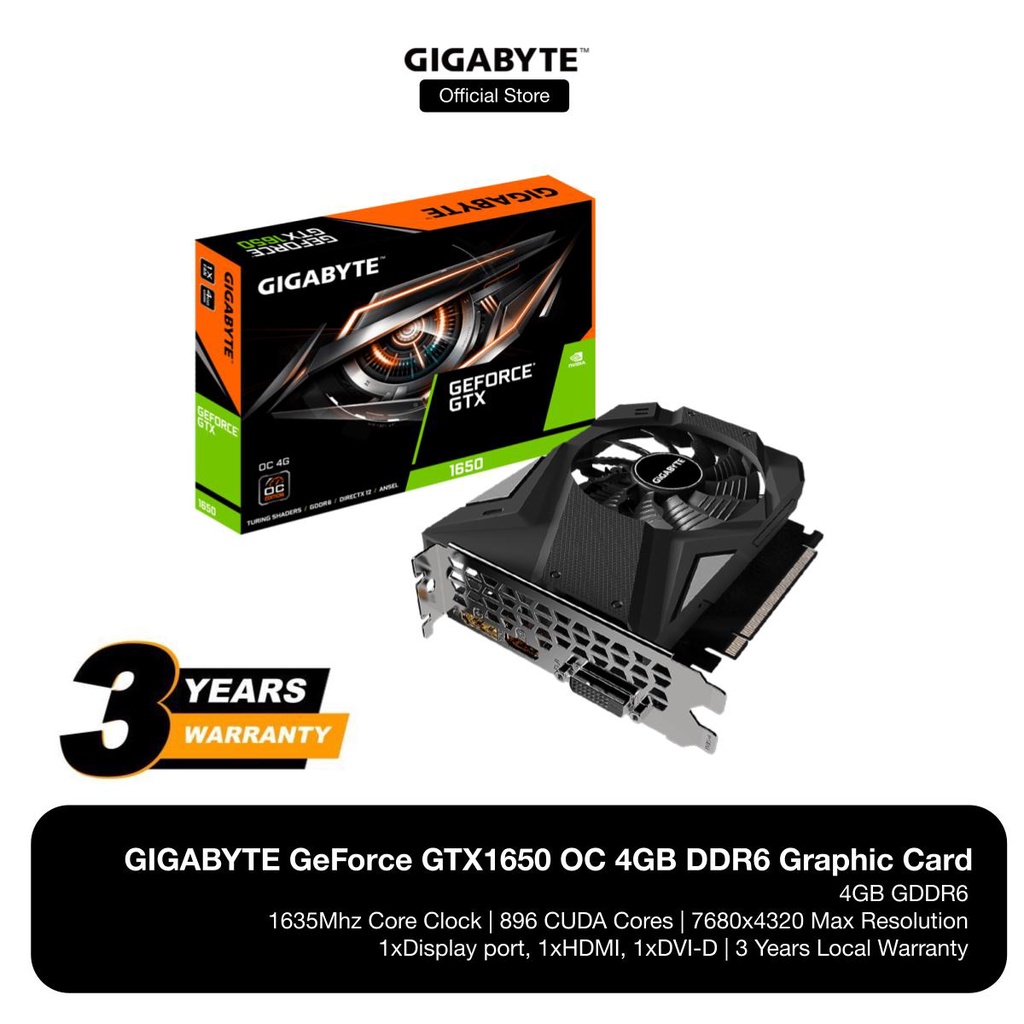 GIGABYTE GeForce GTX1650 OC GDDR6 Graphic Card (4GB) GV-N1656OC-4GD ...