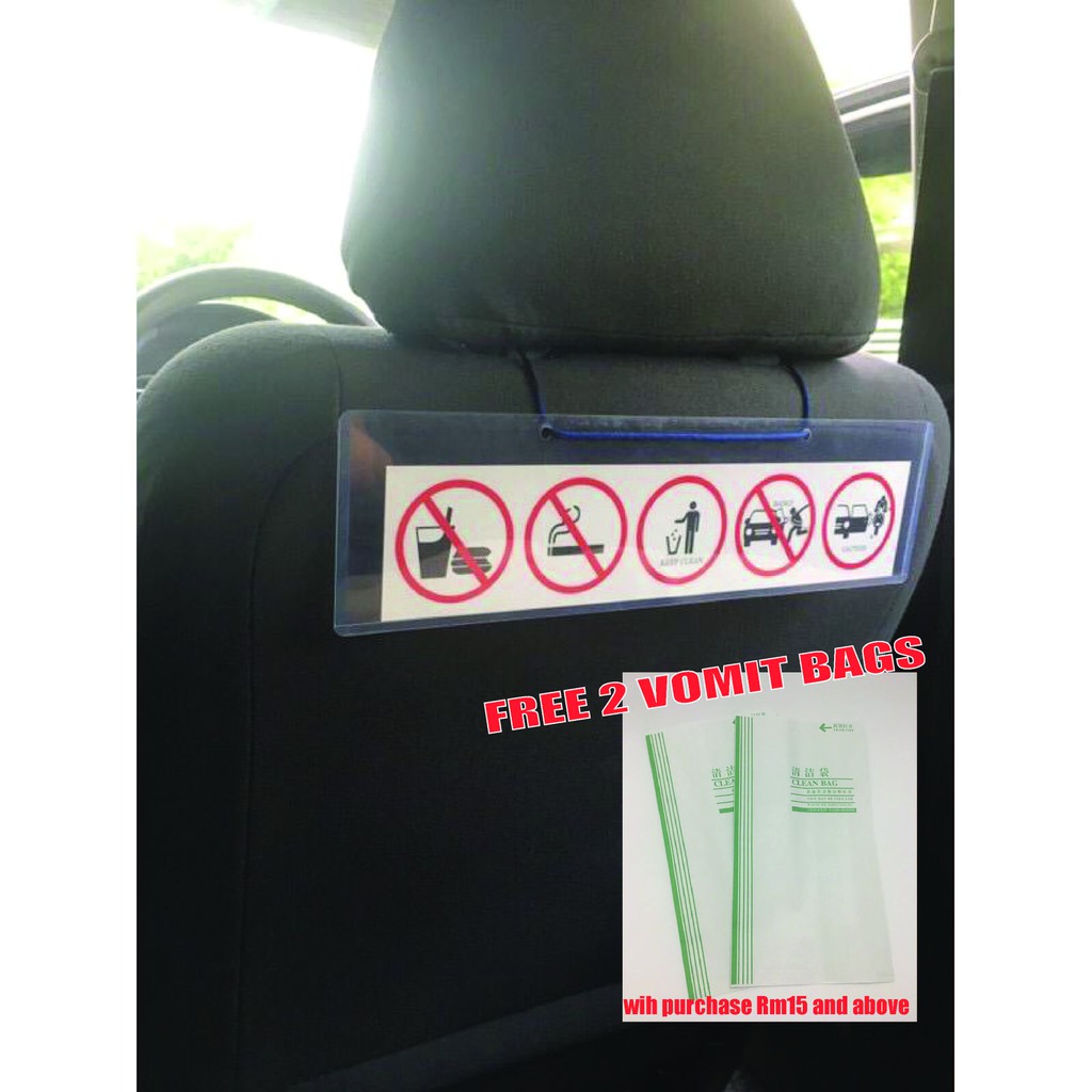 E hailing Reminder Sign Car Sticker Driver Kit [Buy 3 Free 2 VomitB ...
