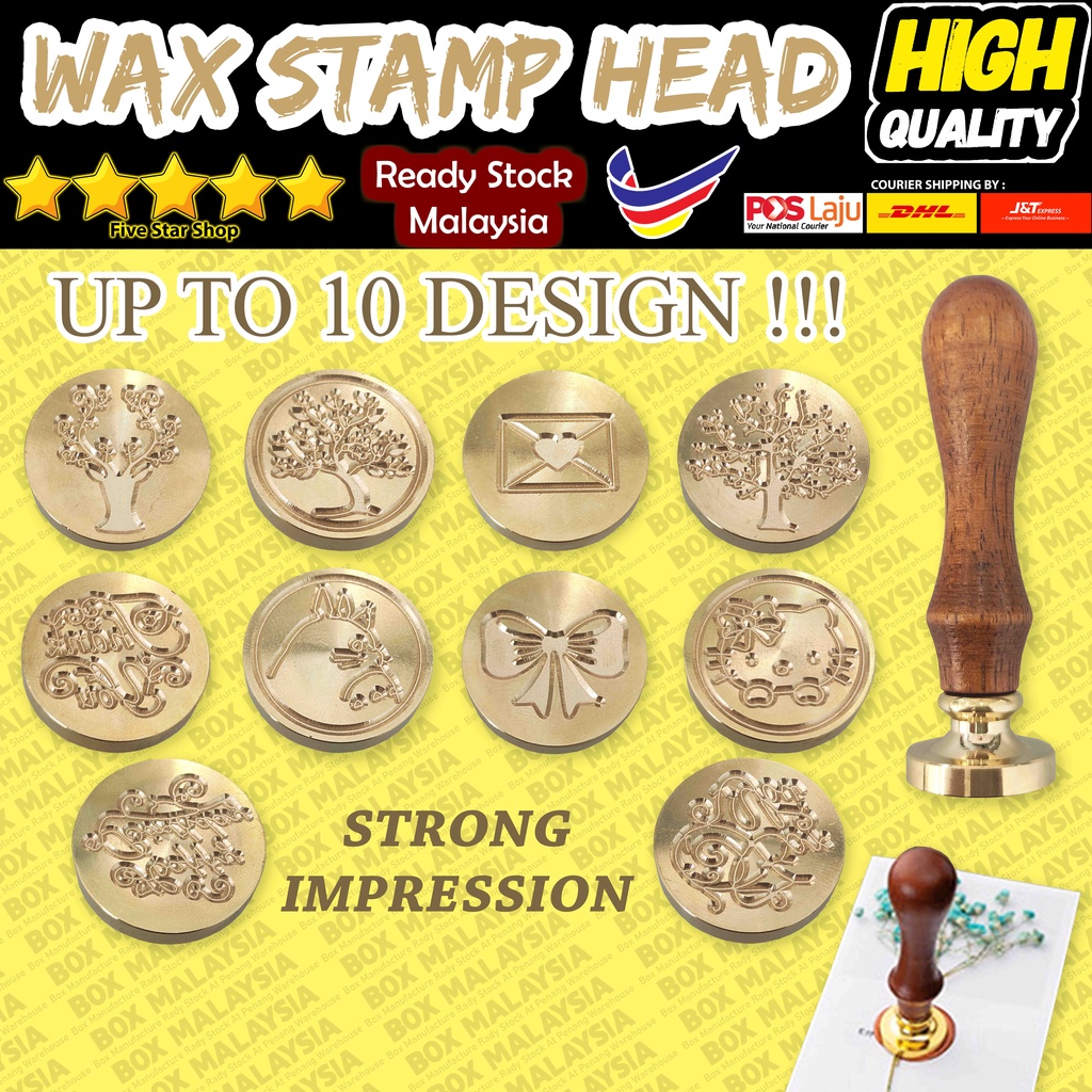 Wax Stamp Head / Wood Handle 25mm Letter Envelope Wedding Card Copper ...