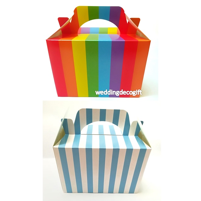 Rainbow Color Paper Box, Stripe Paper Party Bag, Color Gift Box, Food ...
