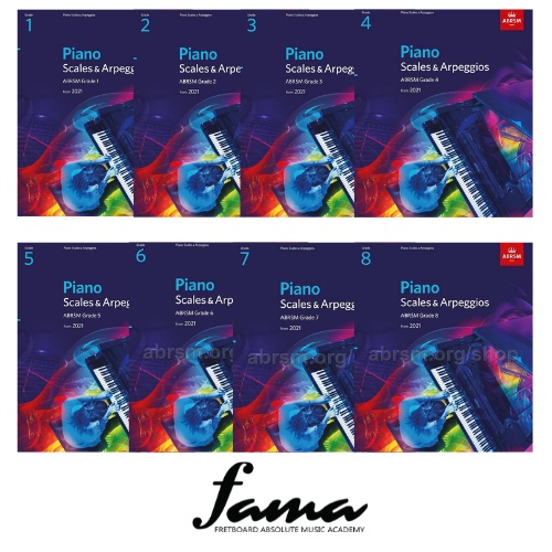 [FAMA]*NEW SYALLBUS*ABRSM Piano Scales & Arpeggios Exam Book From 2021 Grade 1 to 8 (Scale ...