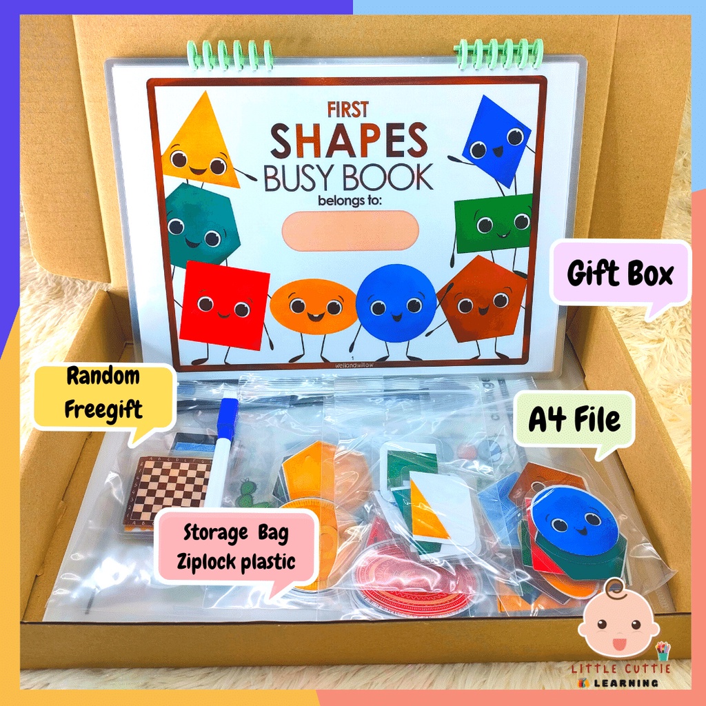 LITTLE CUTTIE My First Shape Theme Montessori Kids Learning Busy Book ...