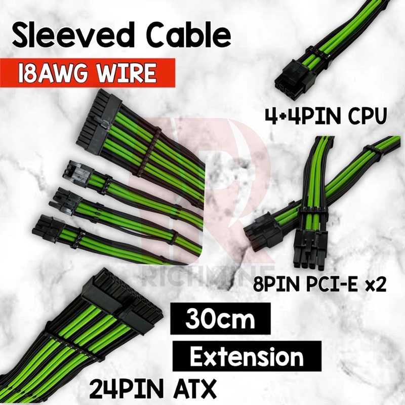 🔥PROMO🔥 Braided Modding Sleeved Cable Extension PSU COMB Blue Yellow ...