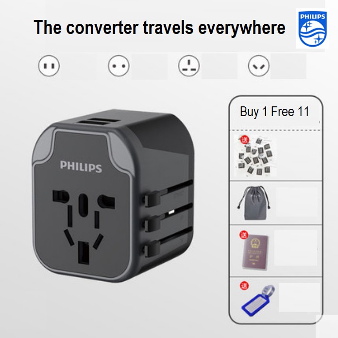 (Original) Philips Universal Socket Conversion Plug with USB Adapter ...