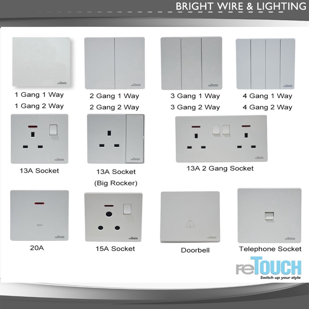 RETOUCH ULTRA RIMLESS SWITCH / SOCKET (SIRIM APPROVED) VARIOUS TYPE ...