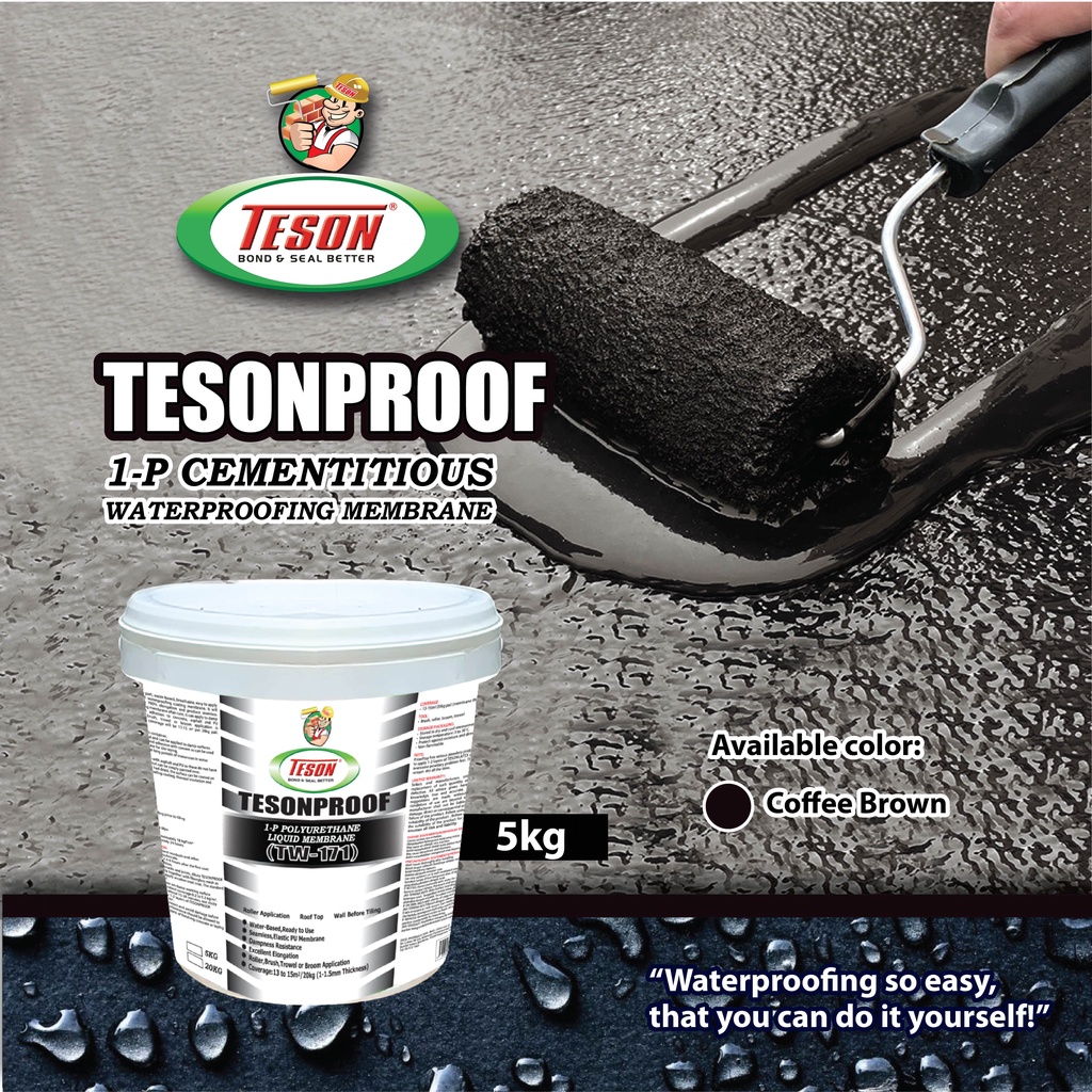 TESONPROOF 1-P Polyurethane Liquid Membrane Waterproofing Coating - 5kg ...