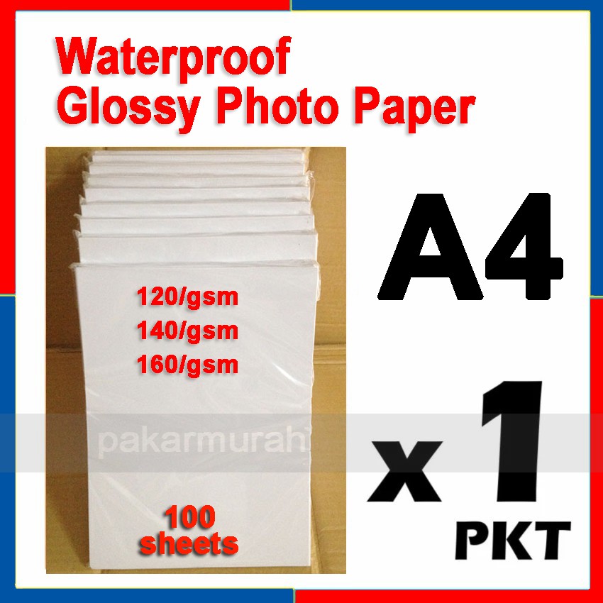A4 100sheets Waterproof Glossy Photo Paper 120gsm / 140gsm / 160gsm ...