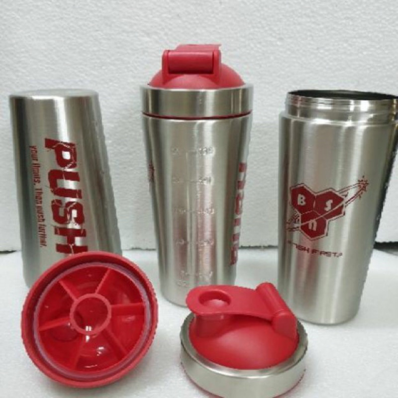 (WORLD NO 1) BSN Steel Protein Shaker Blender 750ML ( Bekas Protin Besi ...