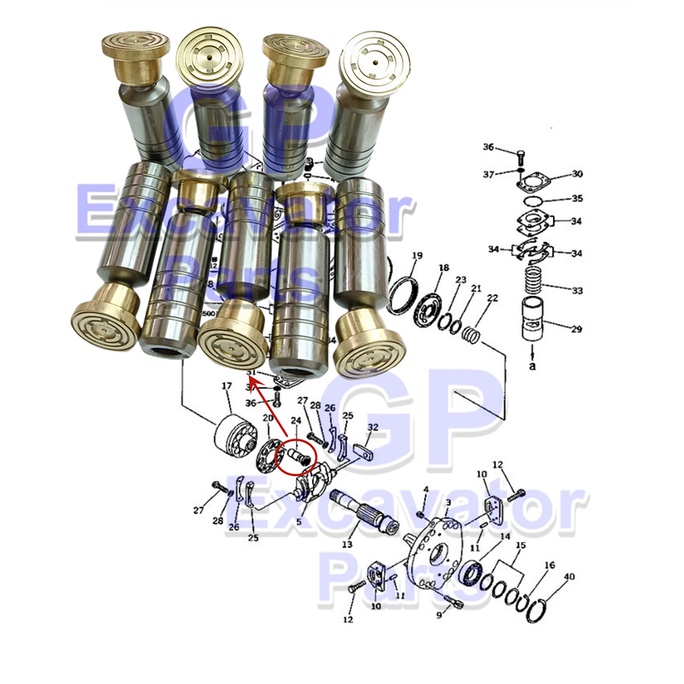 (9PCS X 1SET)PC200-5/PC220-5/HPV90 Hydraulic Excavator Main Pump Piston ...