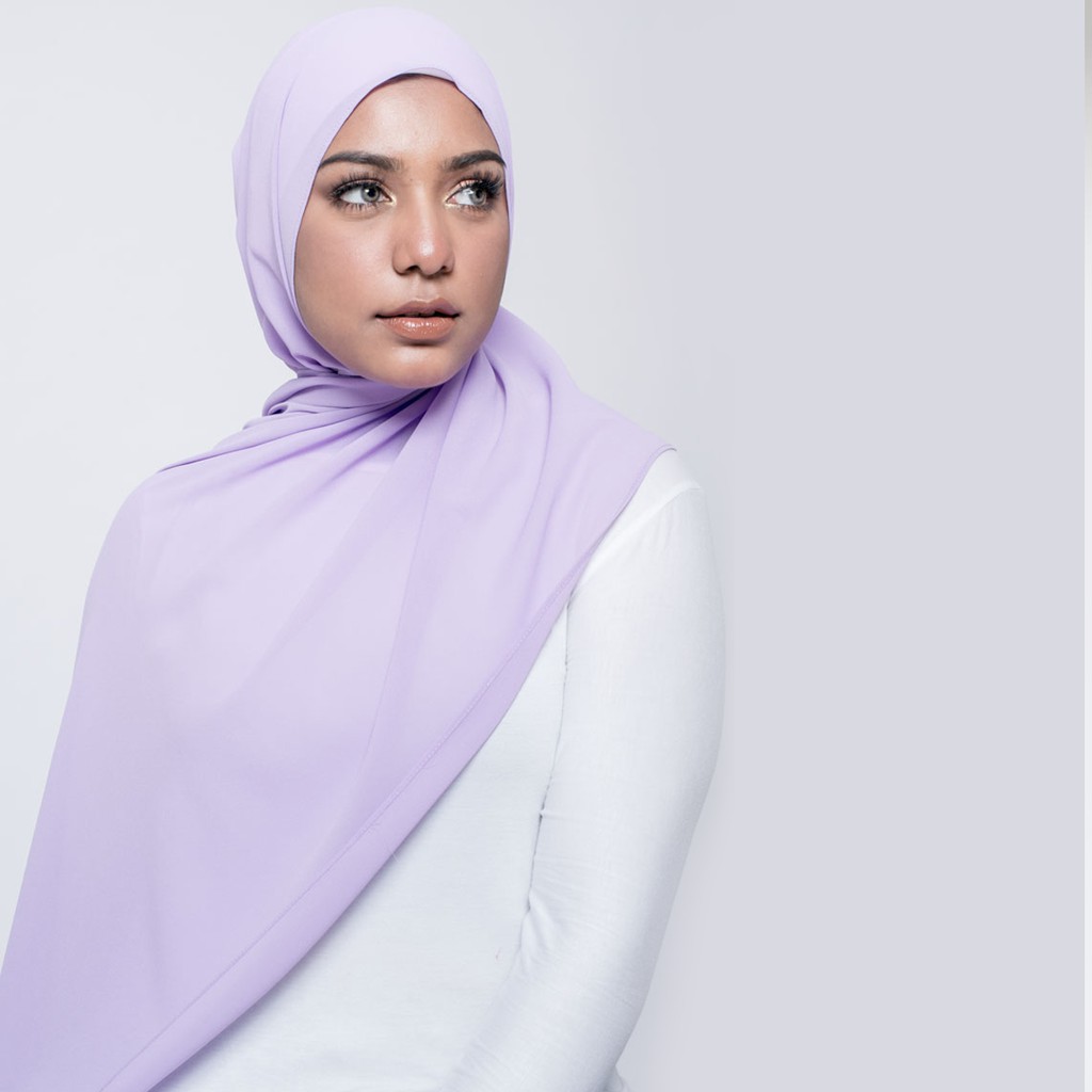 STOK TERSEDIA Selendang Shawl Chiffon Lilac Plain Shawl Berkualiti Muda h Bentuk Sej uk SCARF ...