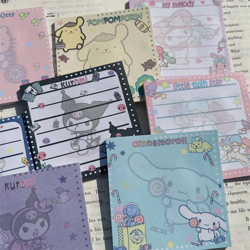 50 Sheets/Set Cute Sanrio Memo Pad Stickers Decal Sticky Notes ...