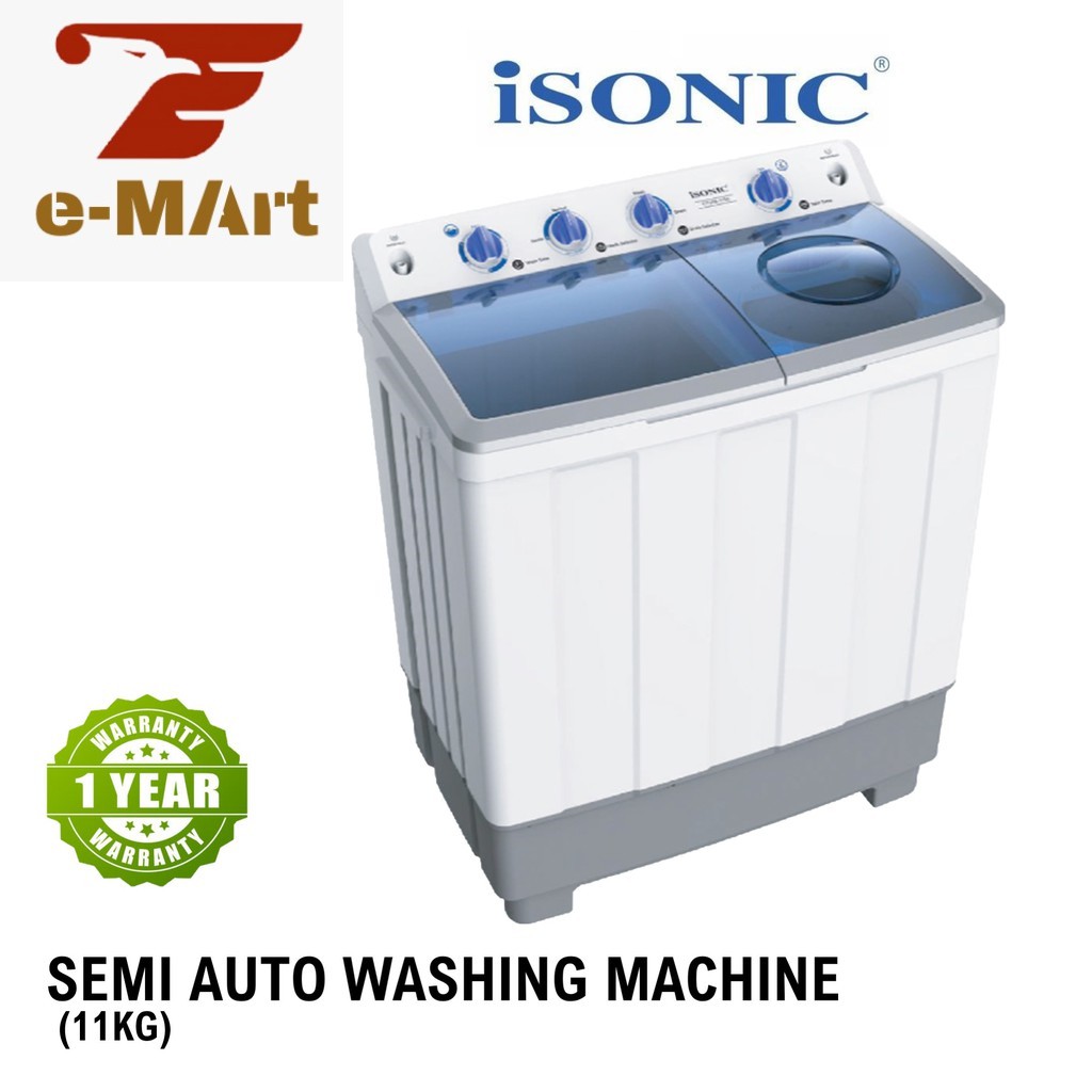 ISONIC Semi Auto Washing Machine -Twin Tub 11KG ( CTWM-1150) | Shopee ...