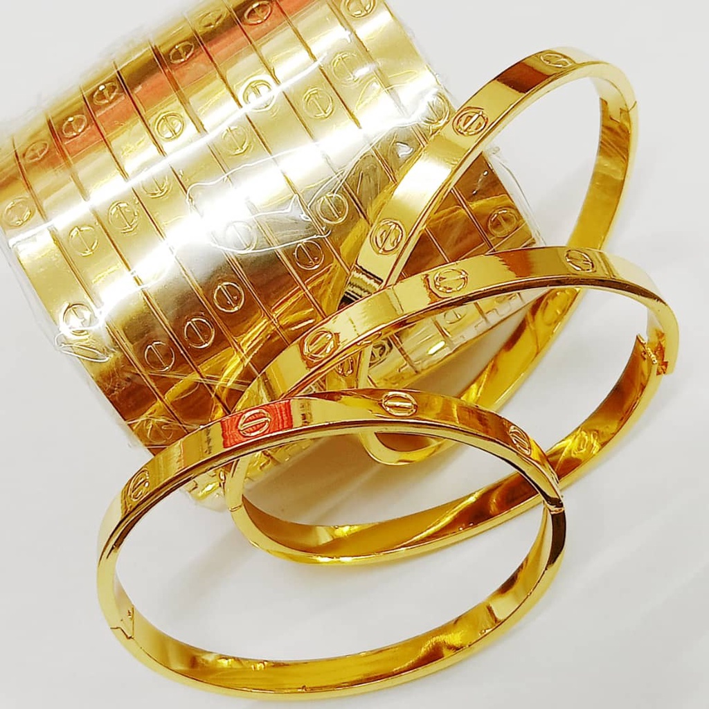 Gelang 6mm Emas Korea bangkok Bangle GOLD PLATED | Shopee Malaysia