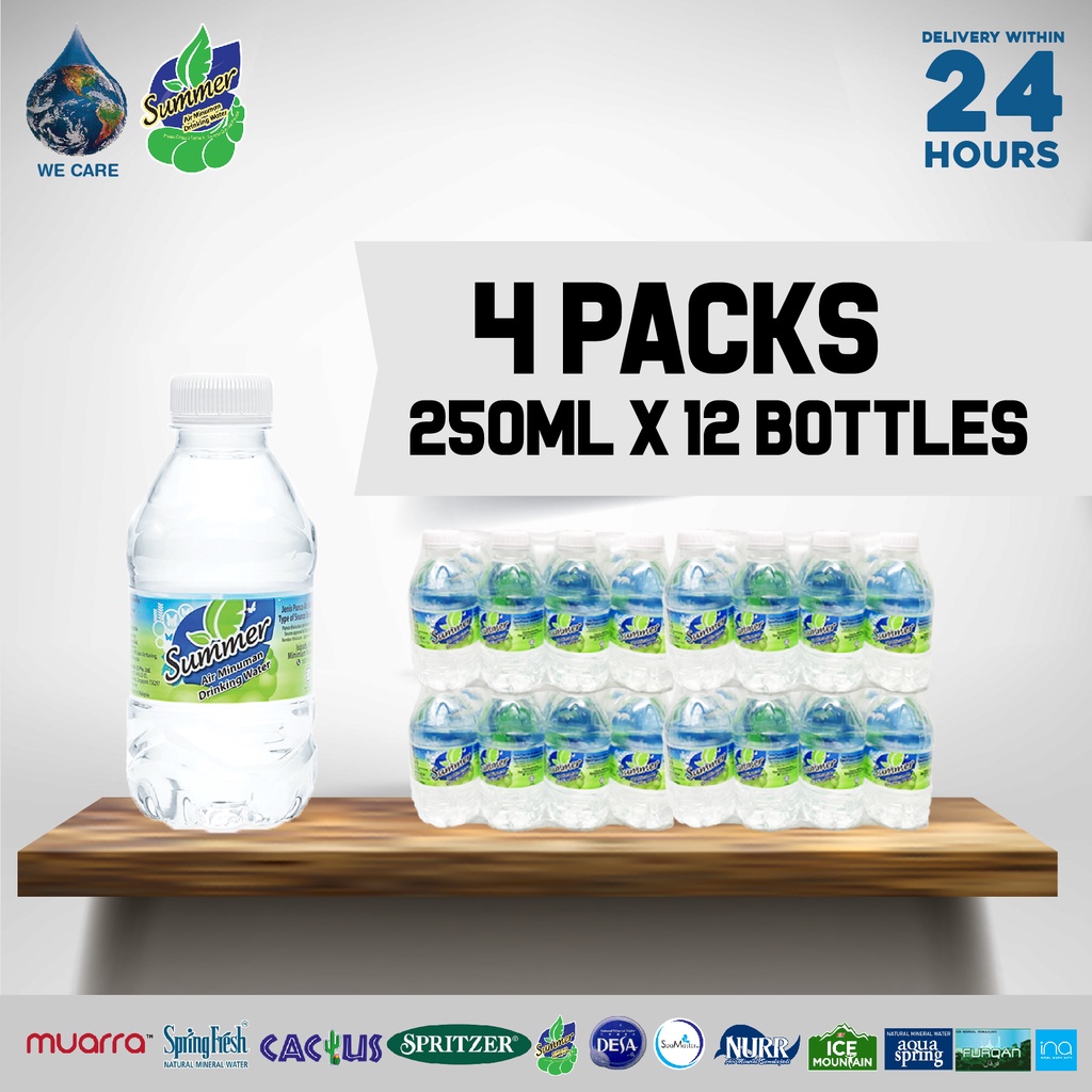 SUMMER Drinking Water (250ml x 12 Bottles x 4 Shrink Packs) | Shopee ...