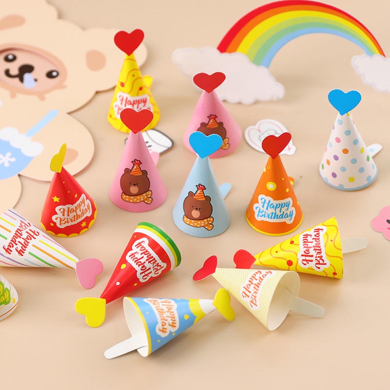 (9 Pcs/Set) Birthday Mini Party Hat Cake Topper / Happy Birthday Cake ...