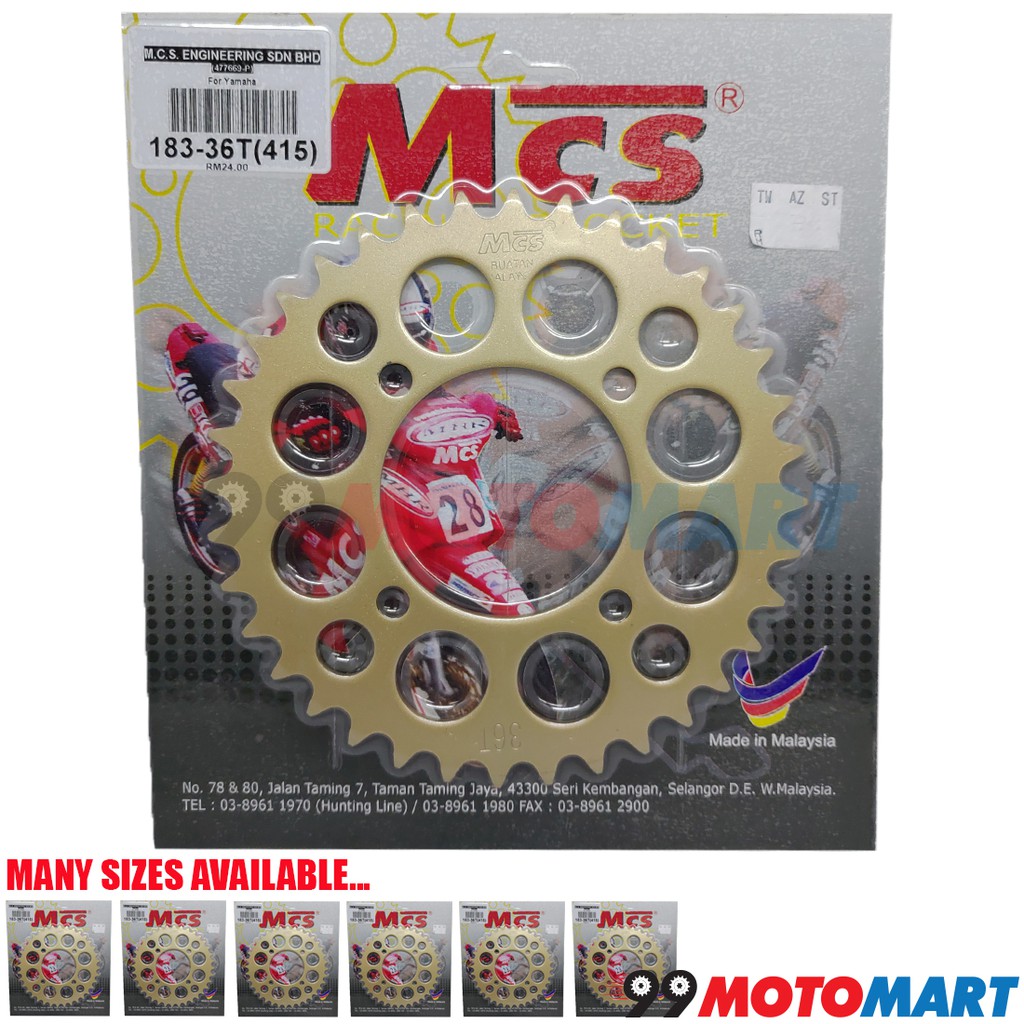 MCS 415 Sprocket LC135 Y125 Y100 RXZ 26T~42T RACING YAMAHA 183 LC 125Z | Shopee Malaysia
