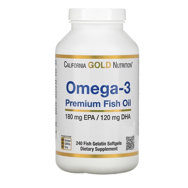 California Gold Nutrition, Omega-3, Premium Fish Oil 180 EPA / 120 DHA (240 Fish Gelatin ...