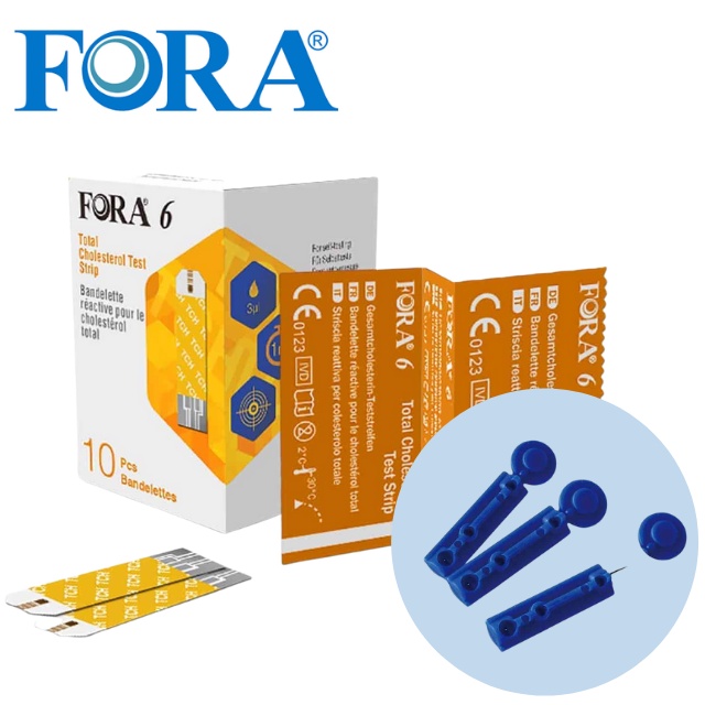 FORA 6 Plus Gold Strip for Total Cholesterol (10's) + Lancet (50s ...