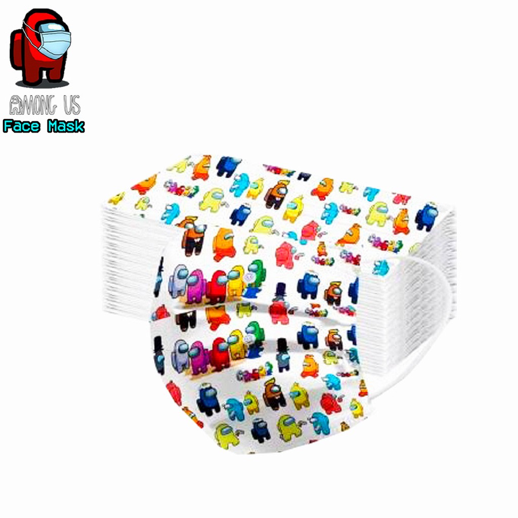 Cartoon Kids Disposable Face Mask 3 Ply Children Gamer Mouth Mask 10 ...