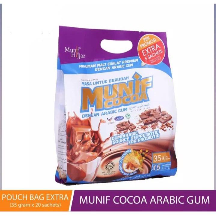 Munif Hijjaz Munif Cocoa Arabic Gum Pouch Bag (20 sachet x 35g ...