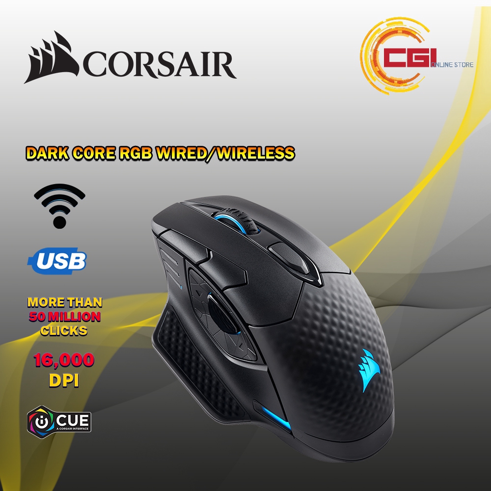 CORSAIR DARK CORE RGB Performance Wired/Wireless Gaming Mouse - Black ...