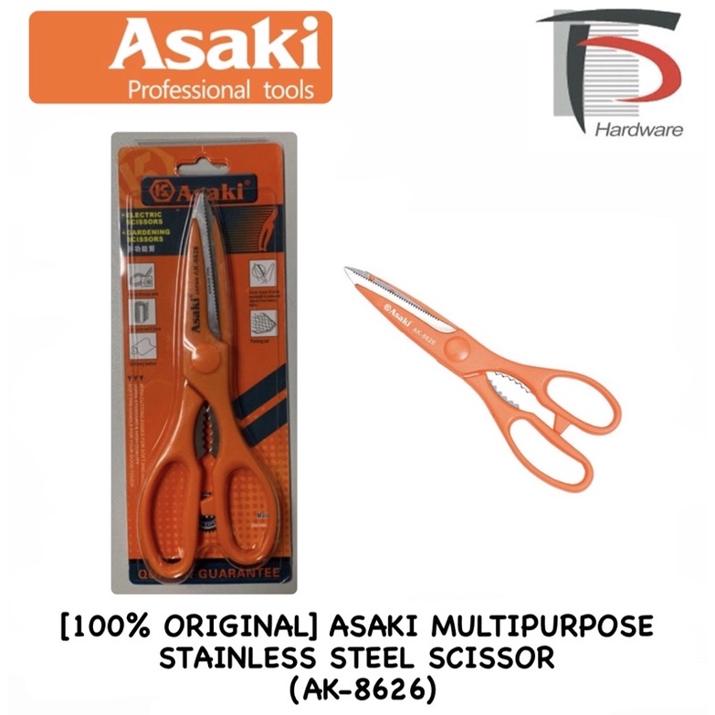 [100% ORIGINAL] ASAKI MULTIPURPOSE STAINLESS STEEL KITCHEN SCISSOR (AK ...