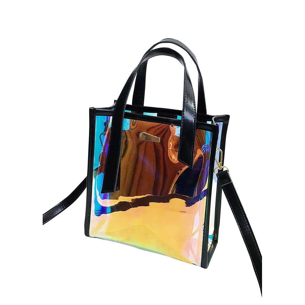 Women Transparent Laser Bag Shopper Hologram PVC Totes Crossbody ...