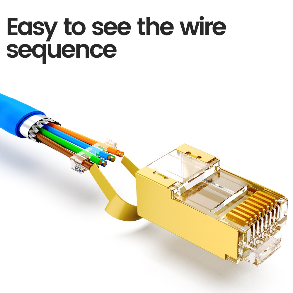 Ampcom Pass Through Cat7 Rj45 Connector Cat6a 7 50u Gold Plated Pass