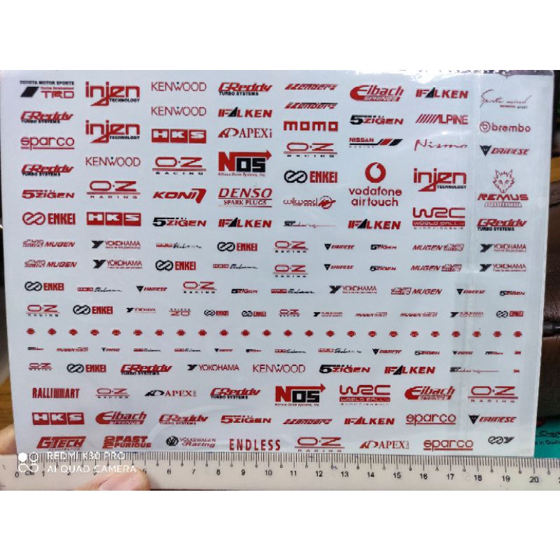 JDM waterslide decals sticker for diecast suitable for scale 1:43, 1:36 ...