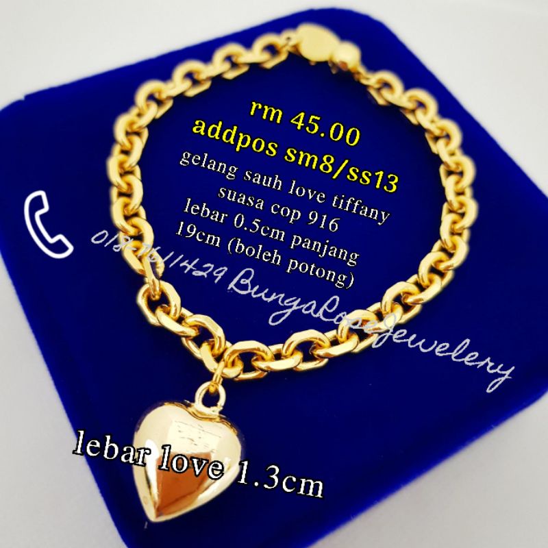 🔥💥Gelang Sauh Love Suasa Cop 916🔥💯designcopyori💯 | Shopee Malaysia