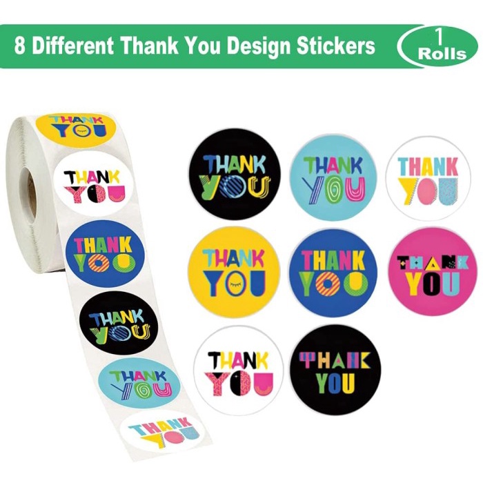Thank You Label Sticker Thank You Sticker 8 different designs, diameter ...