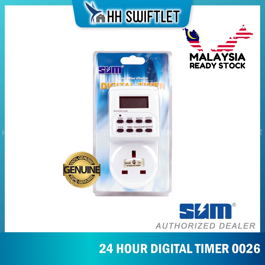 SUM 3 Pin Plug-in Digital/Analog Timer 24 Hours with SIRIM Certified ...