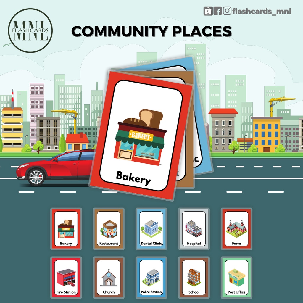 COMMUNITY PLACES FULLY LAMINATED FLASHCARDS WITH OR WITHOUT RING BIND ...