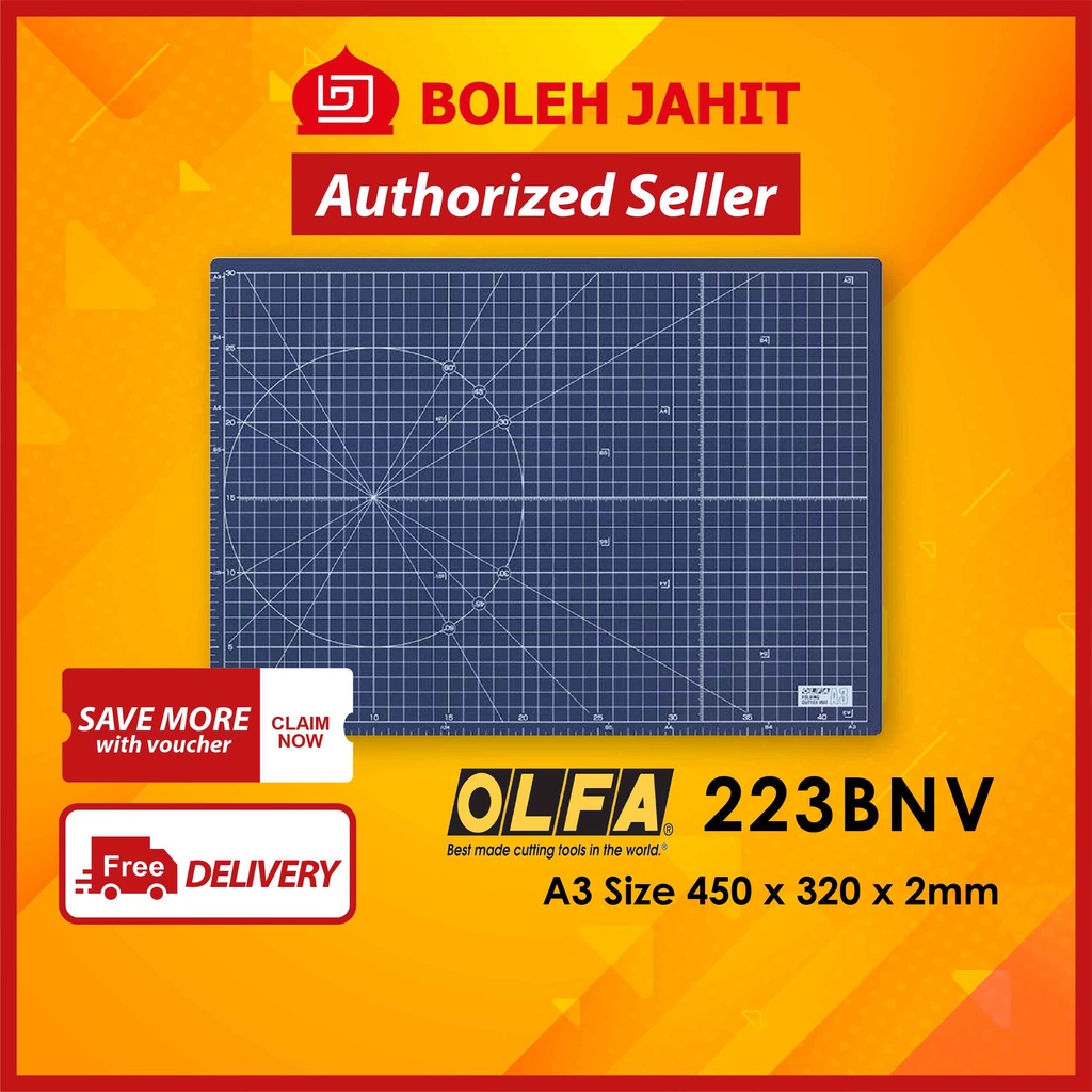 OLFA Folding Cutting Mat A3 Size 450 x 320 x 2mm (223BNV) - Made in Japan | Shopee Malaysia