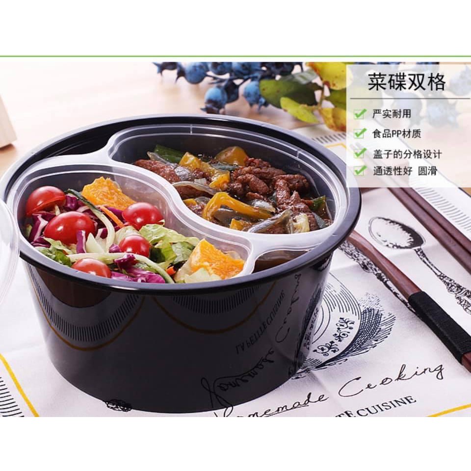 R1250 ROUND CONTAINER [BLACK/ CLEAR] (BOWL SHAPE) WITH LID, 50SETS PER ...