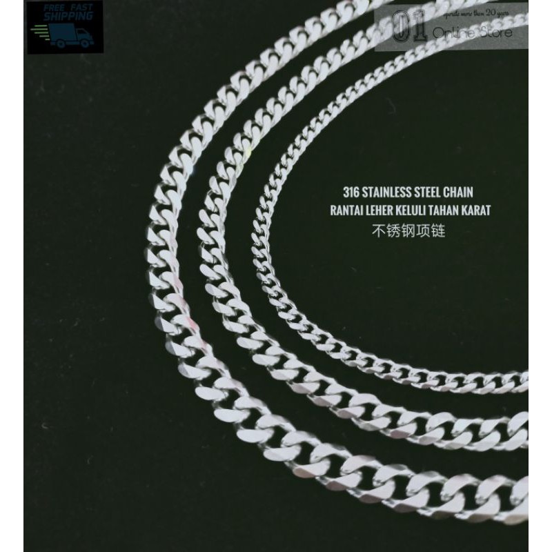 【316 Stainless Steel Chain Necklace】*Rantai Leher Keluli Tahan Karat ...